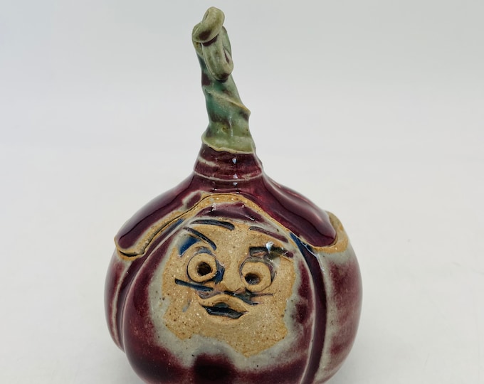Quirky Pottery Funny Face Onion Dish/garlic Keeper/candy Dish - Mark of ...