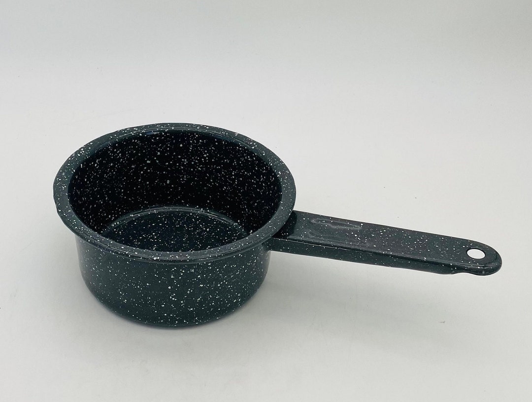 Enamel Gray and White Speckled Small Saucepan/enamelware Pan/farmhouse ...