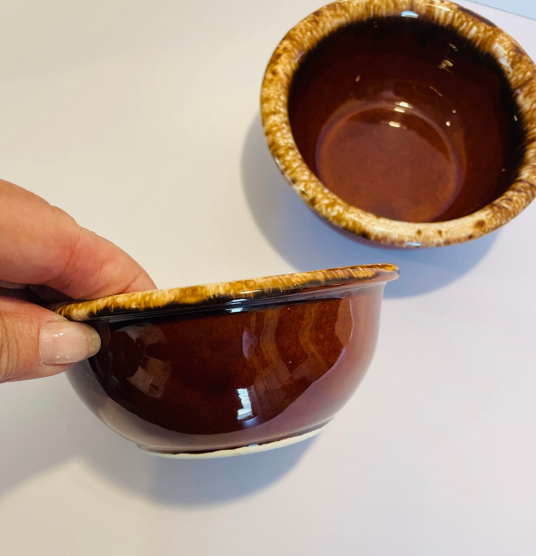 Hull Pottery Oven Proof Bowls Brown and Beige Drip Glaze Chili/oatmeal ...