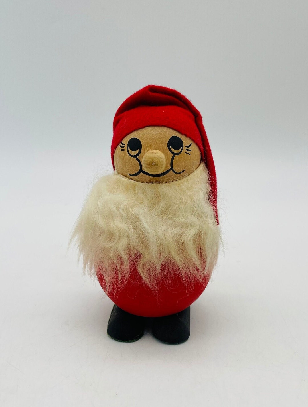 Folk Art Solid Wood Ball Hand Painted Elf/vintage Swedish Elf - Etsy