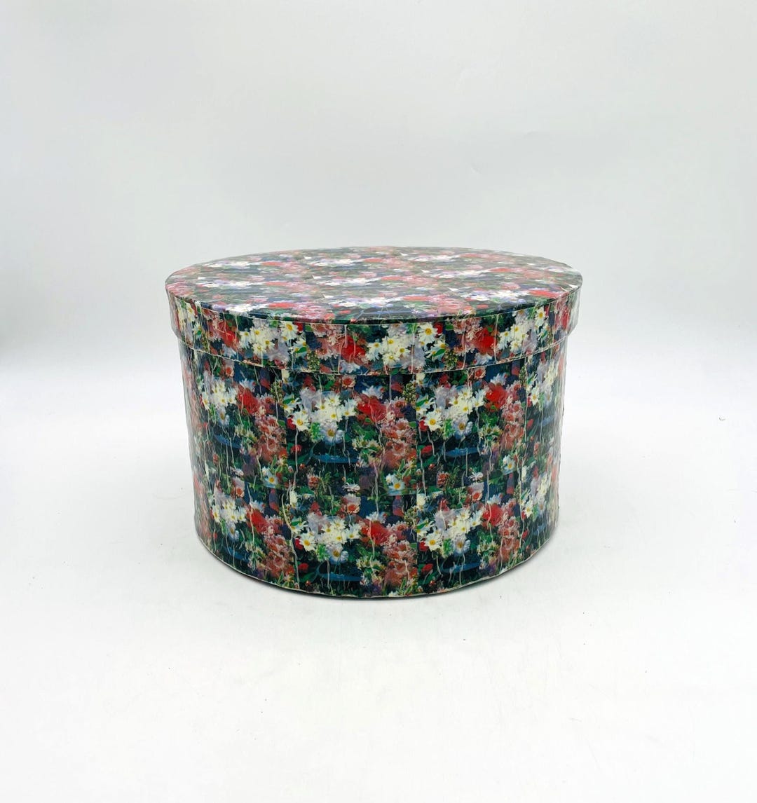 Vintage Decoupage Floral Garden Hat Box 11" X 6.75" - Etsy