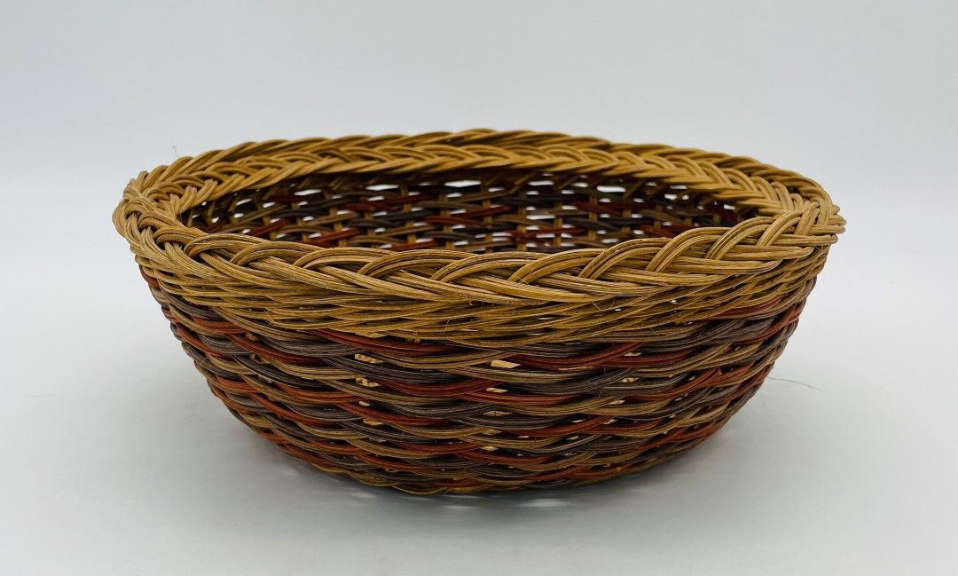 Vintage Round Color Woven Table Basket - Etsy