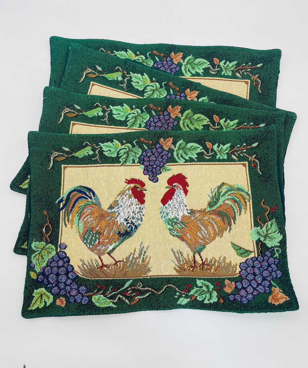 Vintage Country Rooster Placemats With Grape Vine Motif, Set of 4 - Etsy