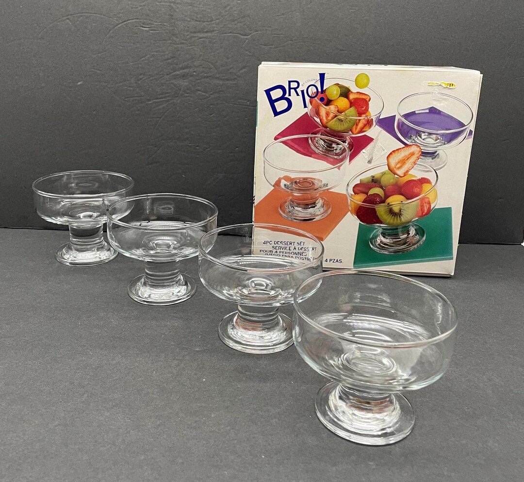 Brio 4 Pc. Clear Glass Dessert Set by Colony - Footed Dessert Dishes - Etsy