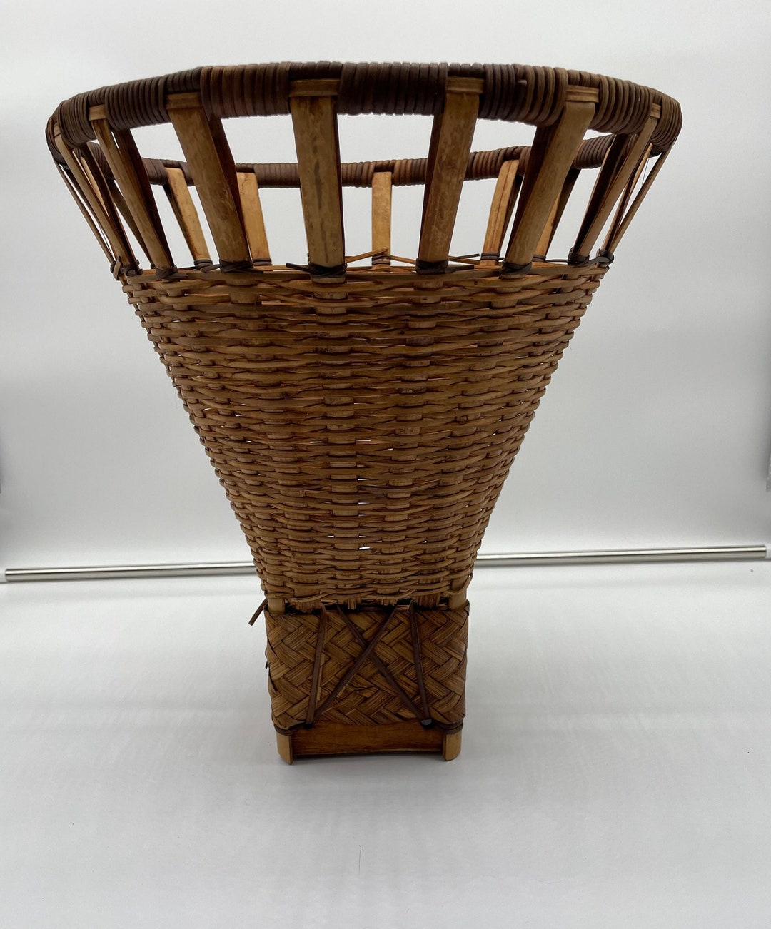 Bohemian Style Wicker Cone Basket/vintage Hot Air Balloon Shaped Basket ...