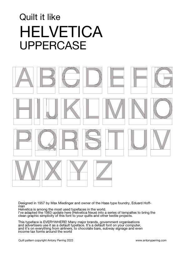Quilt It Like Helvetica Uppercase Foundation Paper Piecing Templates ...