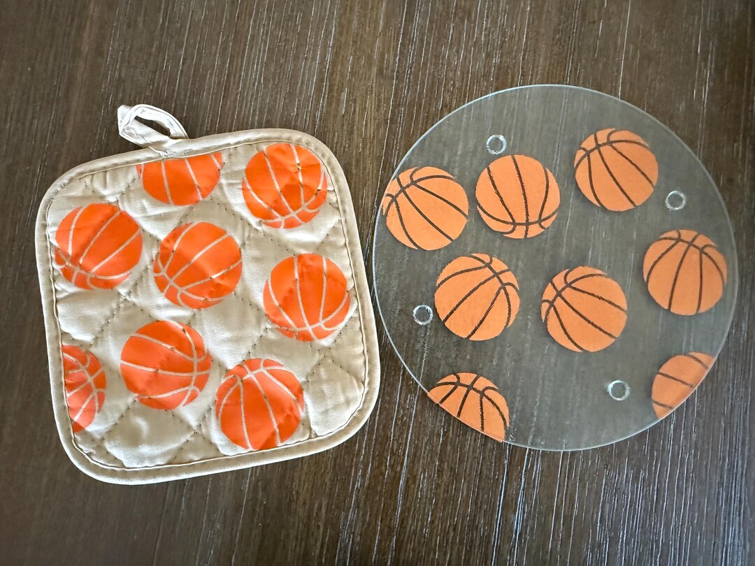 Basketball Cutting Board and Matching Pot Holder - Etsy