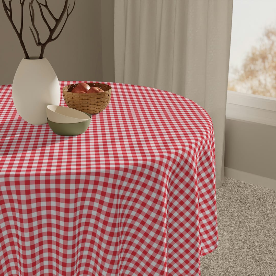 Red Gingham Tablecloth Farmhouse Classic Country Kitchen Decor Dining ...