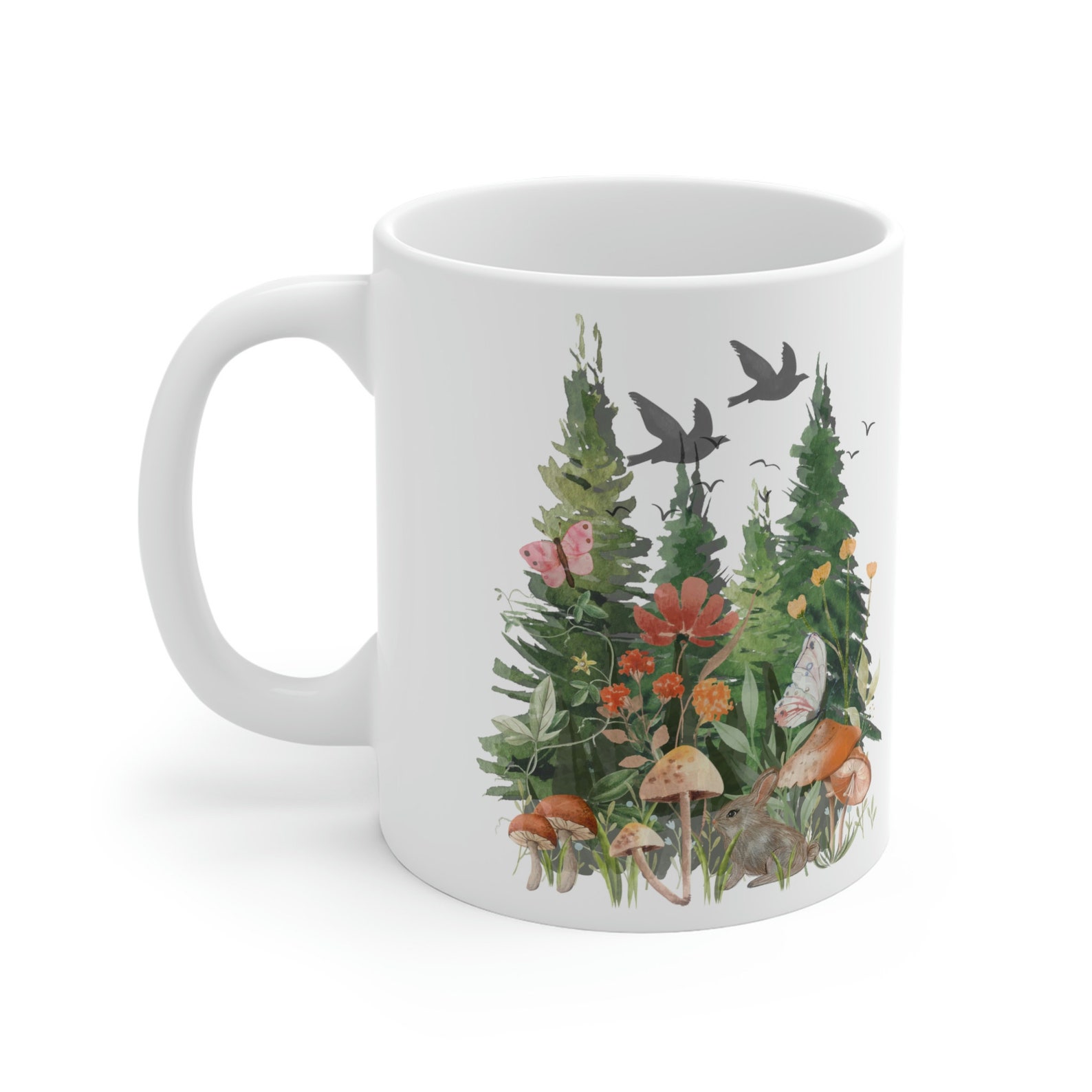 Forest Core Mushrooms and Butterflies Crows & Rabbit Forest - Etsy