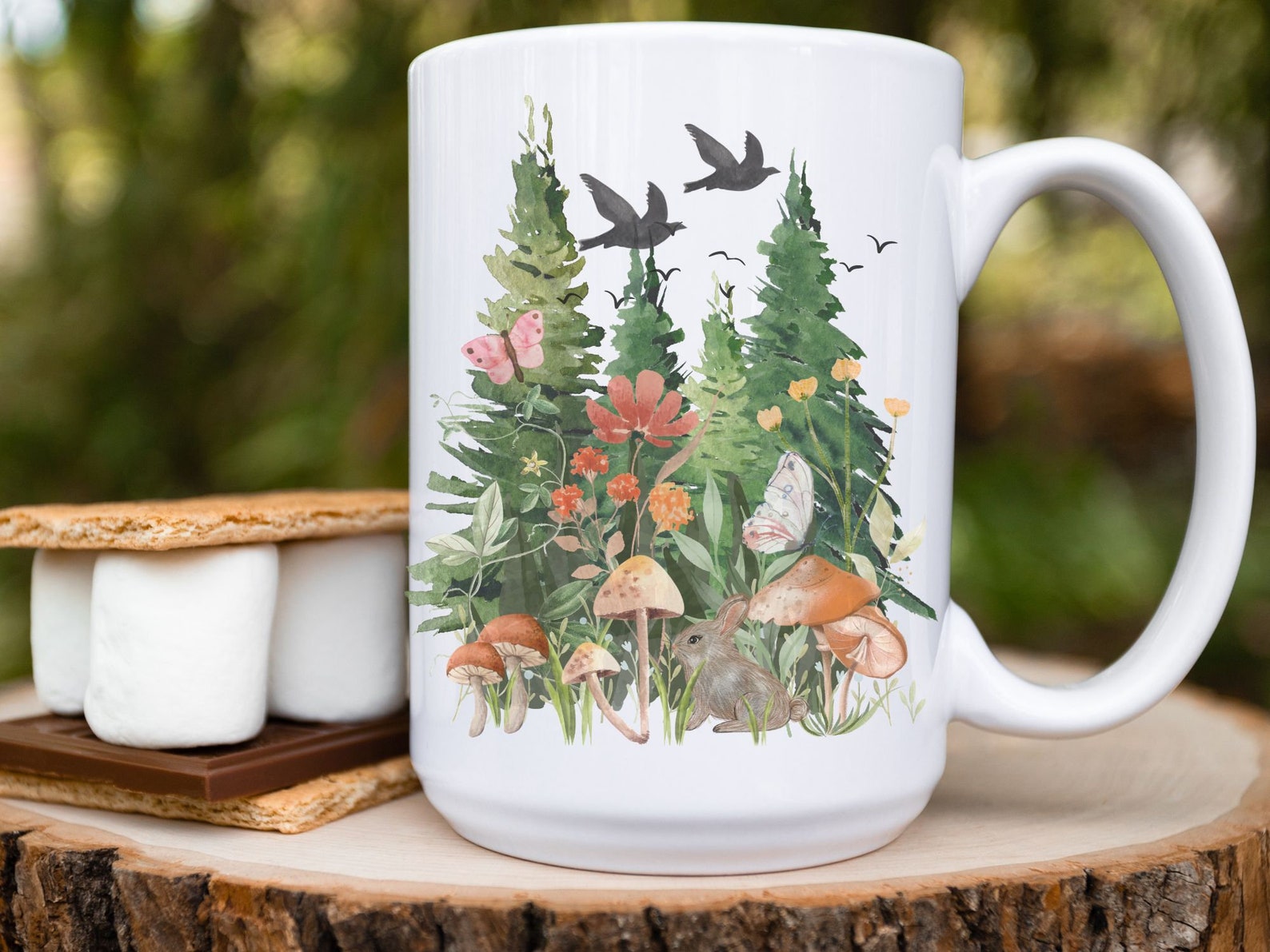 Forest Core Mushrooms and Butterflies Crows & Rabbit Forest - Etsy