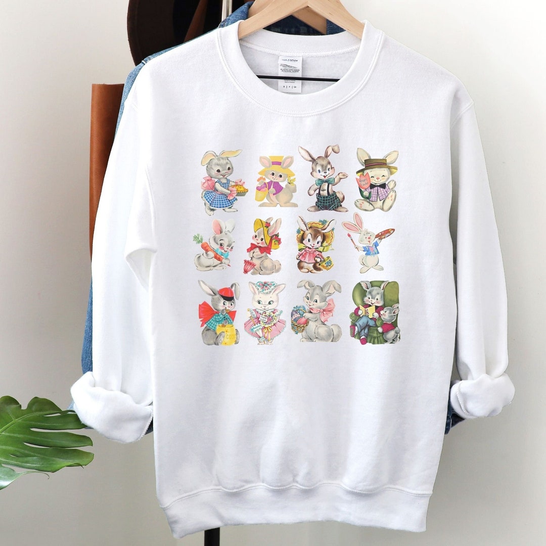 Cottage Core Easter Bunny Sweatshirt, Vintage Bunnies Sweatshirt, Retro ...