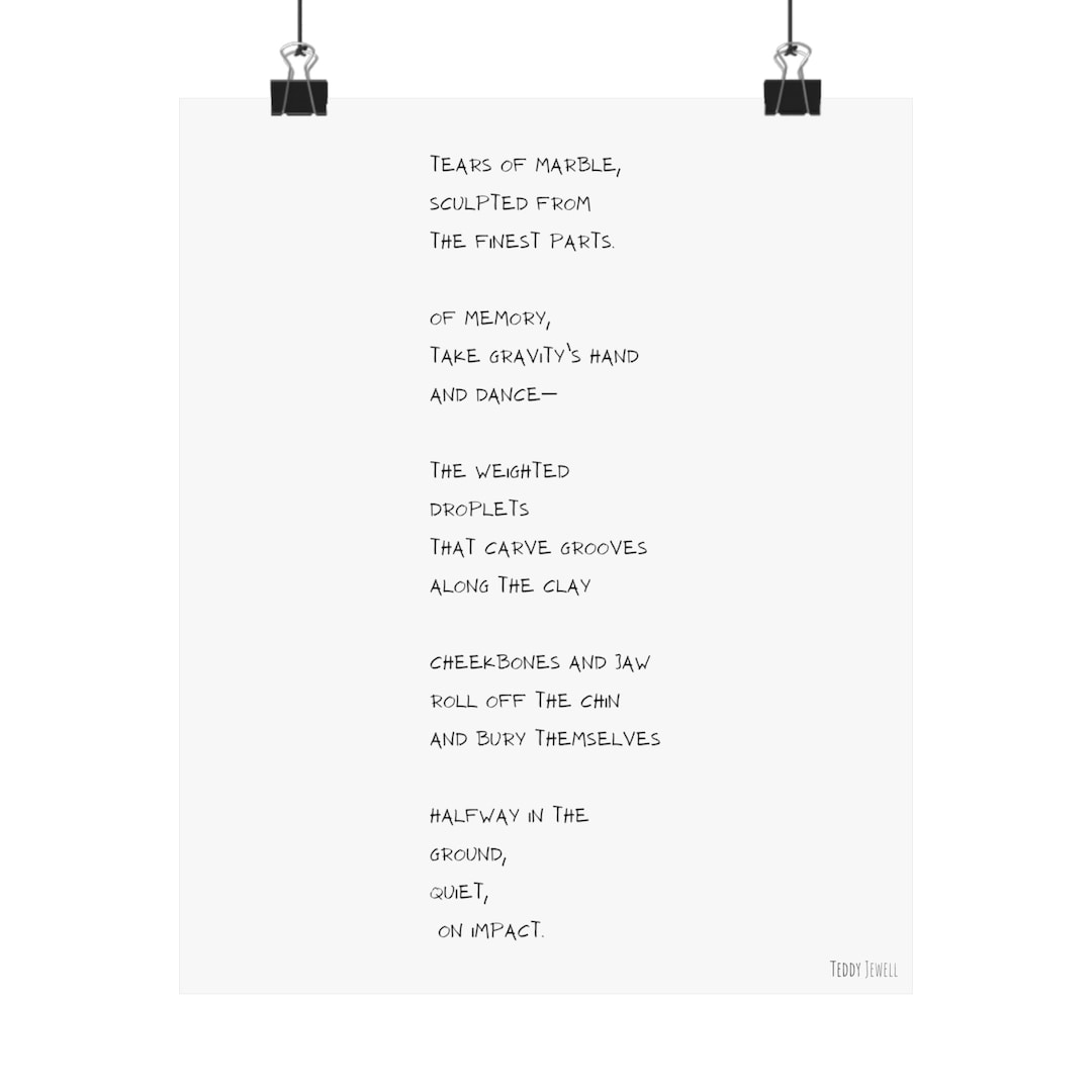 Tears of Marble Original Sad Poem Poster Motivational Writing Relaxing ...