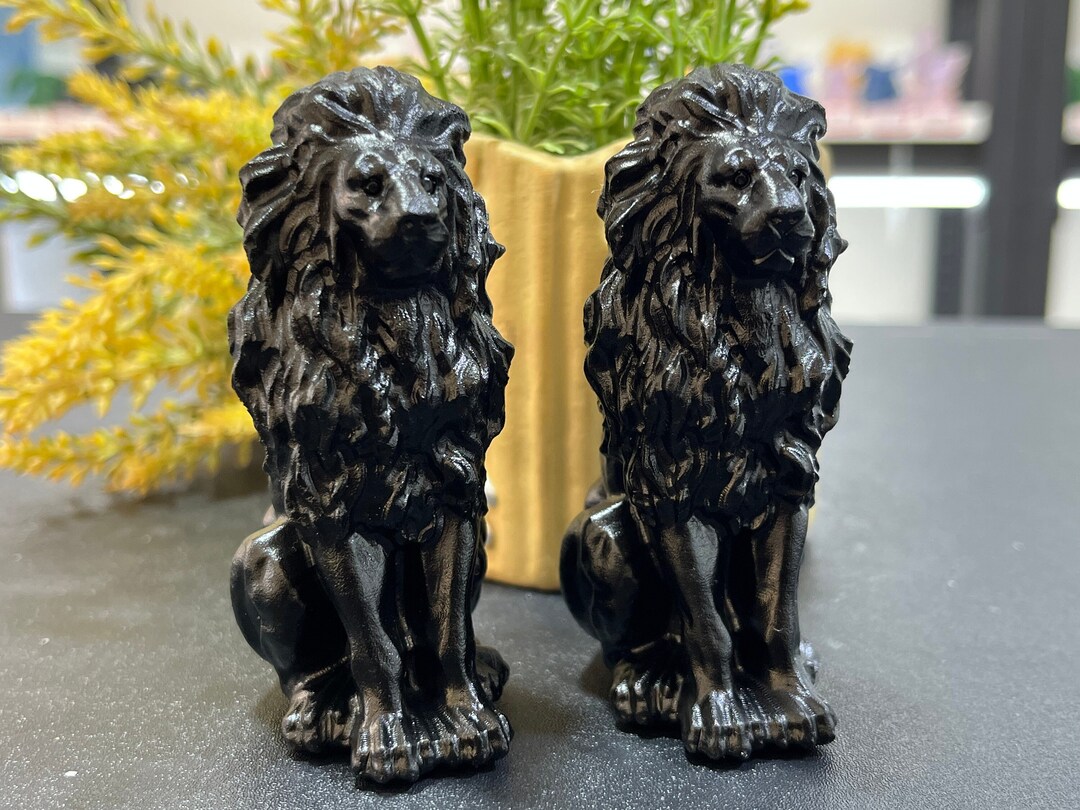 3.3'' Natural Hand Carved Obsidian Lion/crystal Skull/quartz Crystal ...