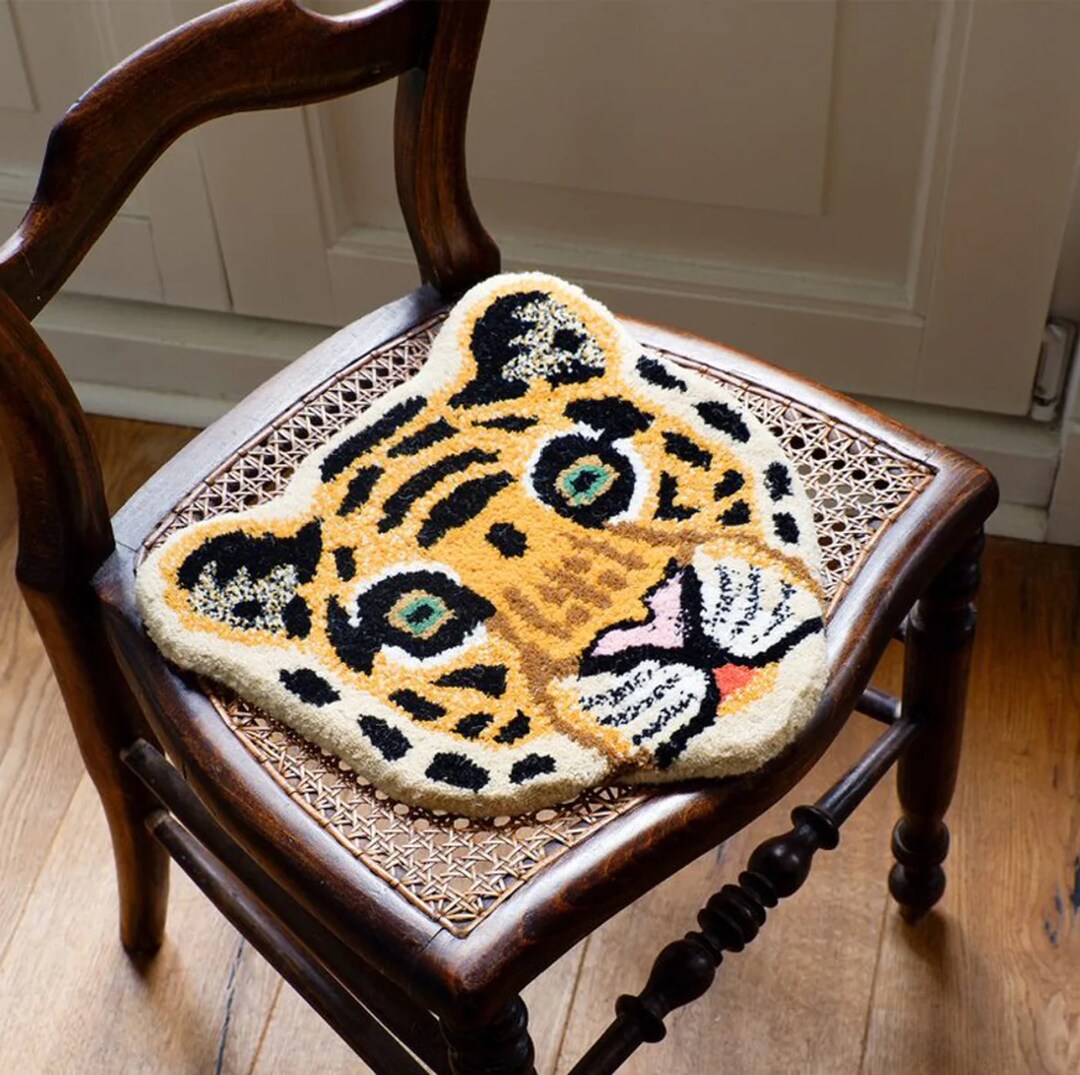 Hand Tufted Tiger Shape Head Rug for Wall Hanging, Placemat Perfect ...