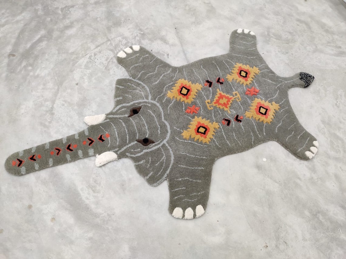 Hand Tufted Elephant Skin Wool Carpet Home Décor Living Room | Etsy