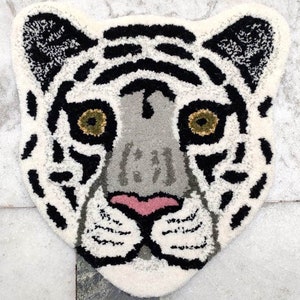 Hand Tufted Tiger Shape Head Rug for Wall Hanging, Placemat Perfect ...