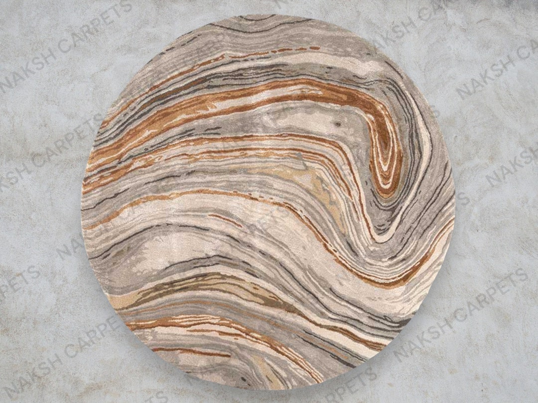 Earth Design Theme Circular Shape Rug, Hand-tufted 100% Wool Area Rugs ...