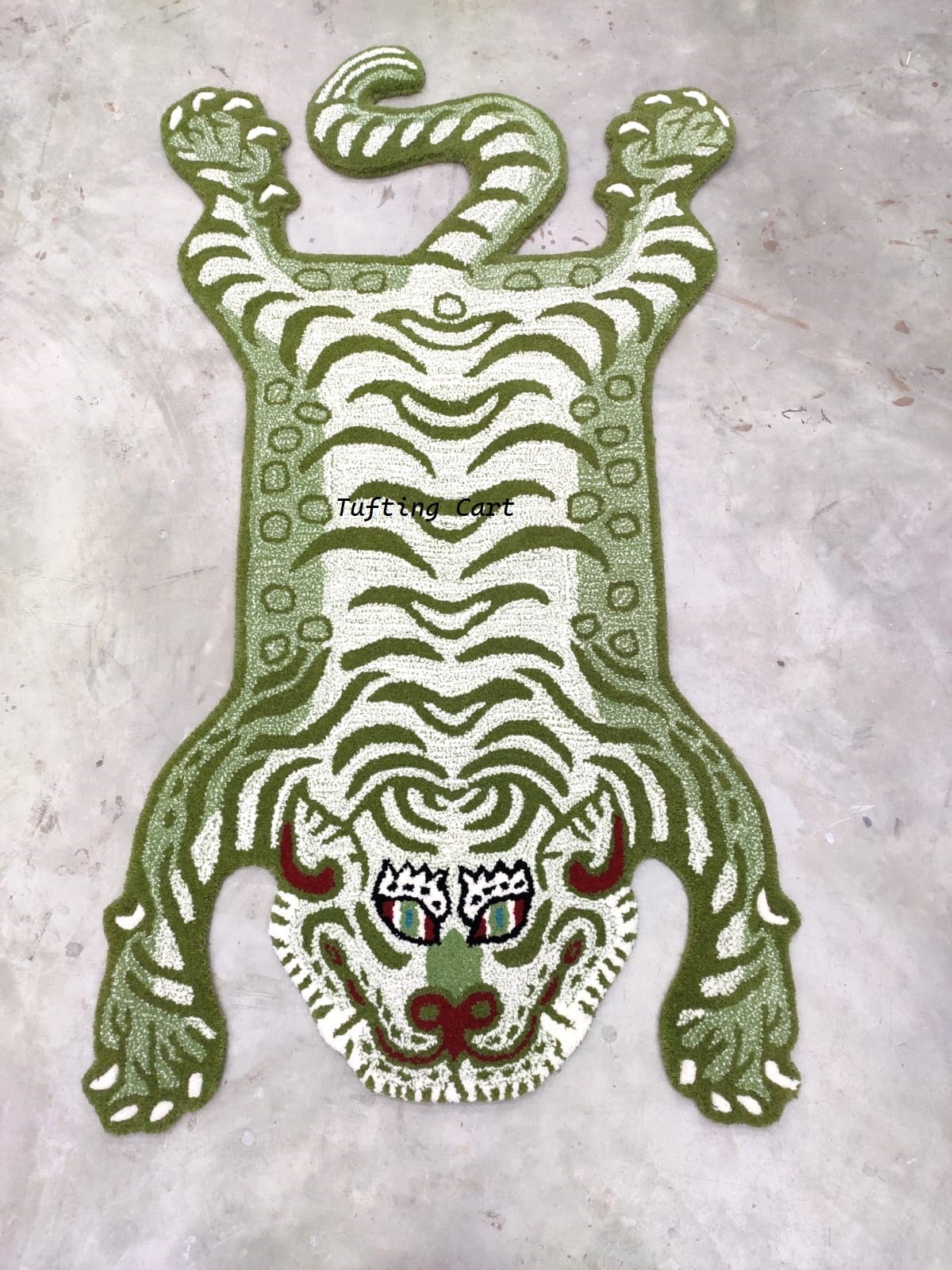 Tibetan Tiger Rug Green 3x5ft Hand Tufted Pure Handmade Rugs - Etsy