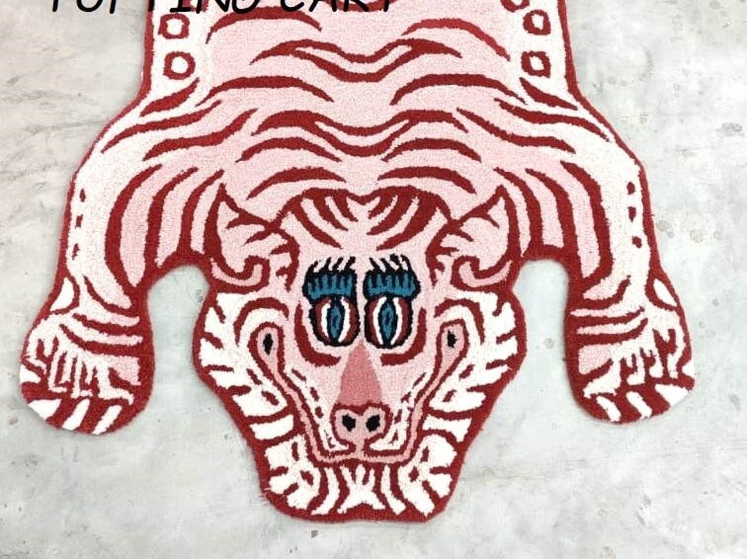 Tibetan Tiger Pink Color, Hand Made Tufted Woolen Skin Rug Perfect for ...
