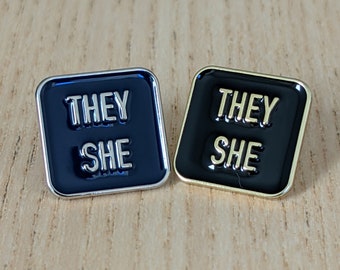 Pronoun Pin She/they Small Enamel Pin Simple - Etsy Australia