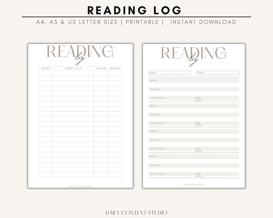 Reading Tracker Printable Reading Bundle Reading Log - Etsy