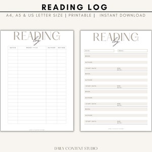 Reading Tracker Printable Reading Bundle Reading Log - Etsy