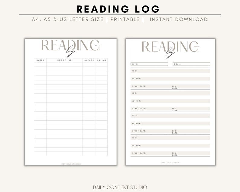 Reading Tracker Printable Reading Bundle Reading Log - Etsy
