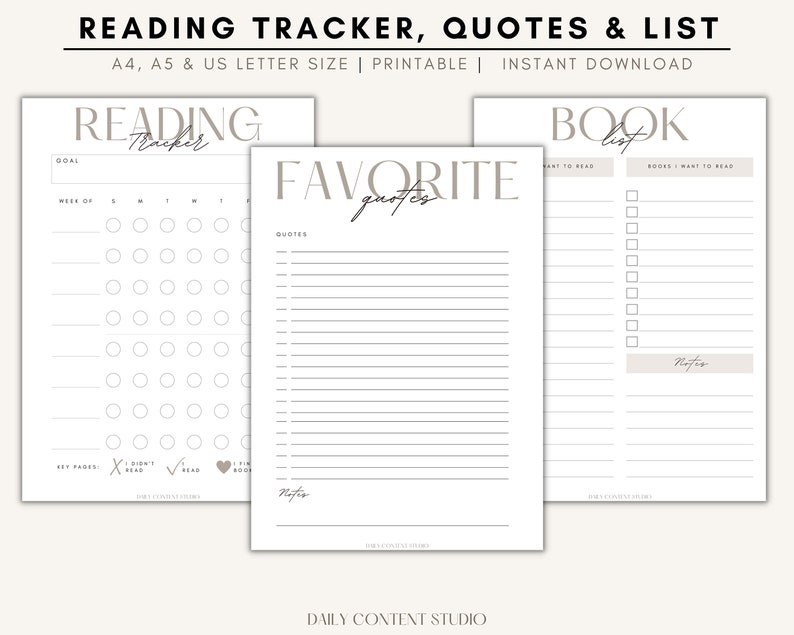 Reading Tracker Printable Reading Bundle Reading Log - Etsy