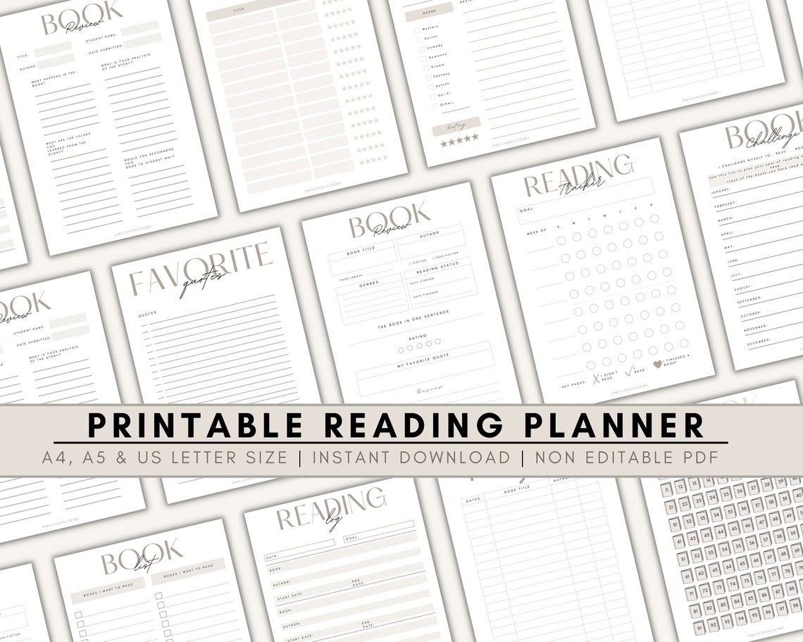 Reading Tracker Printable Reading Bundle Reading Log - Etsy