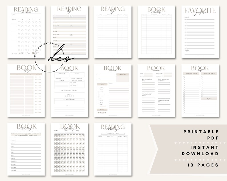 Reading Tracker Printable Reading Bundle Reading Log - Etsy