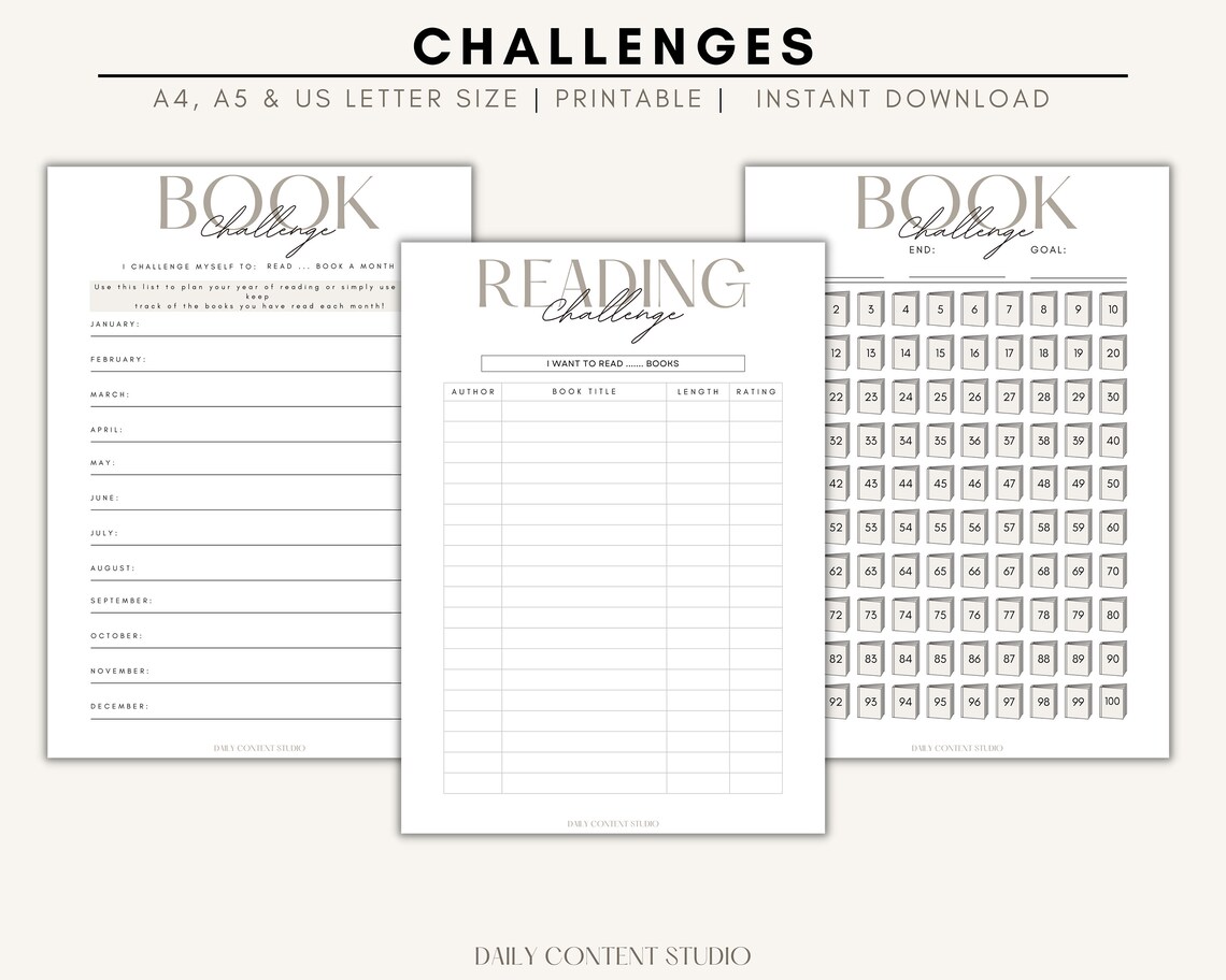 Reading Tracker Printable Reading Bundle Reading Log - Etsy