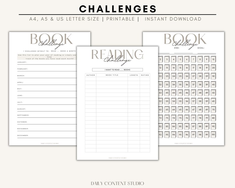 Reading Tracker Printable Reading Bundle Reading Log - Etsy