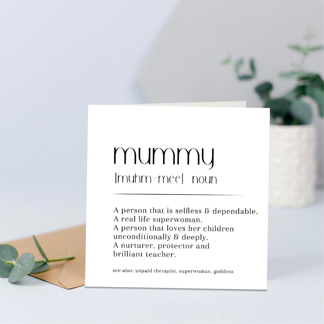 Mummy Definition Birthday Card - Etsy
