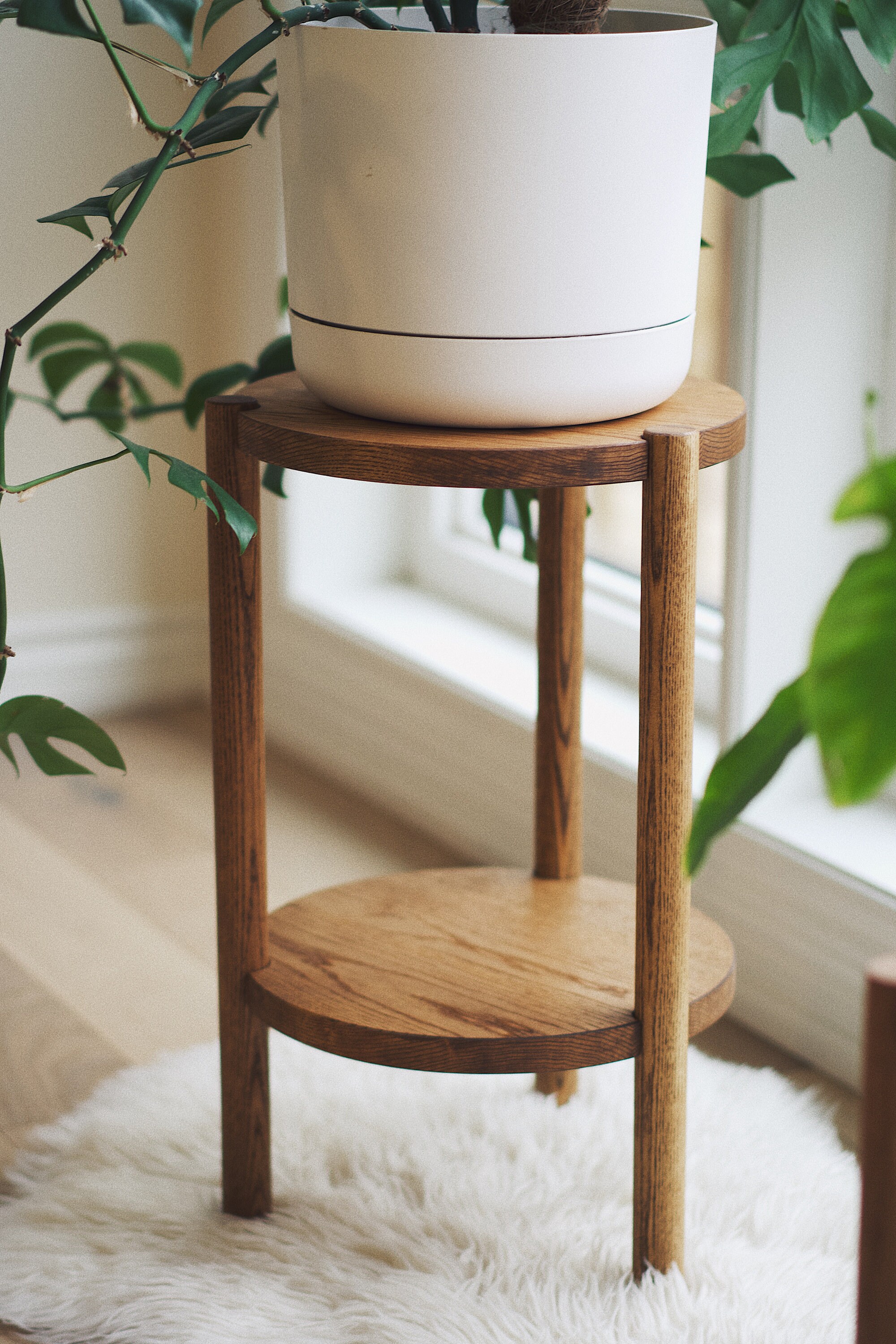 WOODEN SIDE TABLE Plant Stand Indoor Small End Table - Etsy UK
