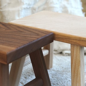 WALNUT STOOL, Foot Rest, STEP Stool, Personalized Small 4 Leg Wooden ...