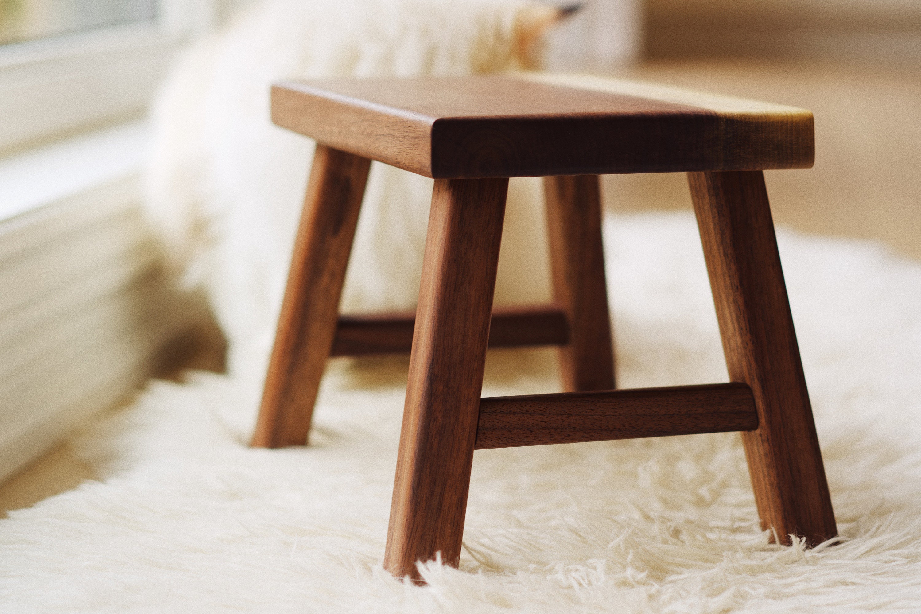 LIVE EDGE STOOL Rustic Stool Walnut/maple Solid Wood 4 Leg - Etsy