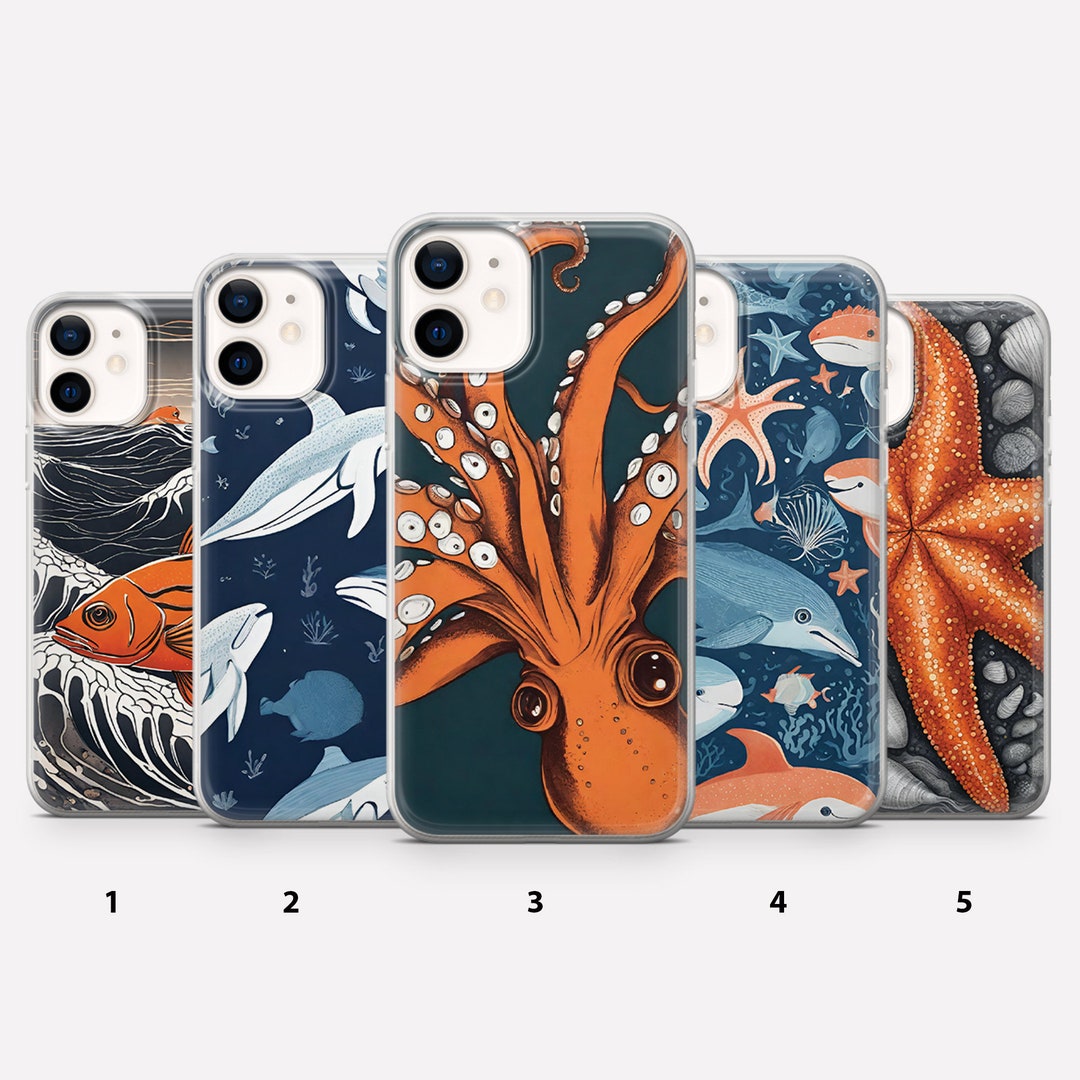 Ocean Phone Case Octopus Cover for iPhone 16, 15plus, 14, 13, 12 ...