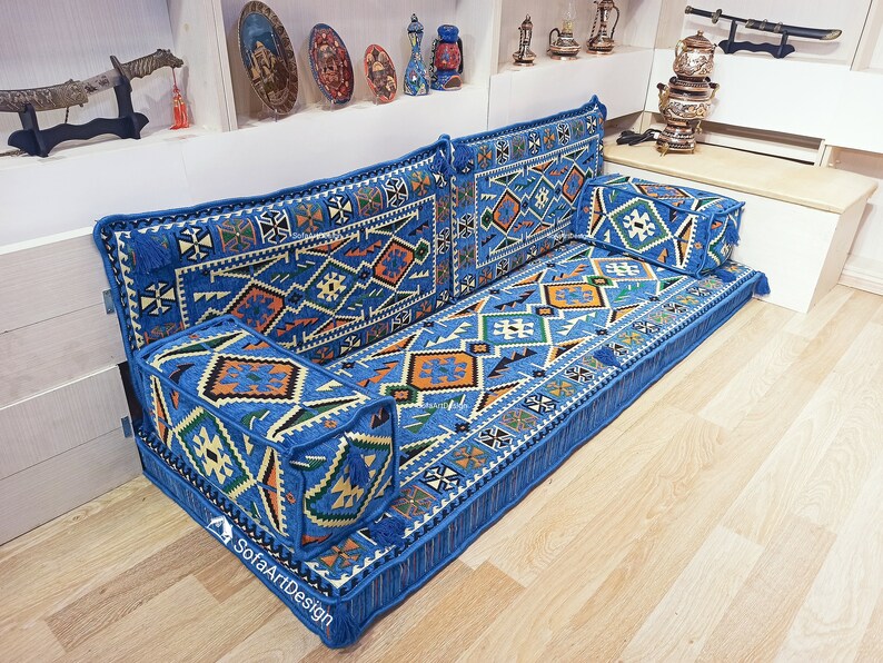 Blue Arabic Floor Seating Majlis Covers Indoor Outdoor Living - Etsy UK