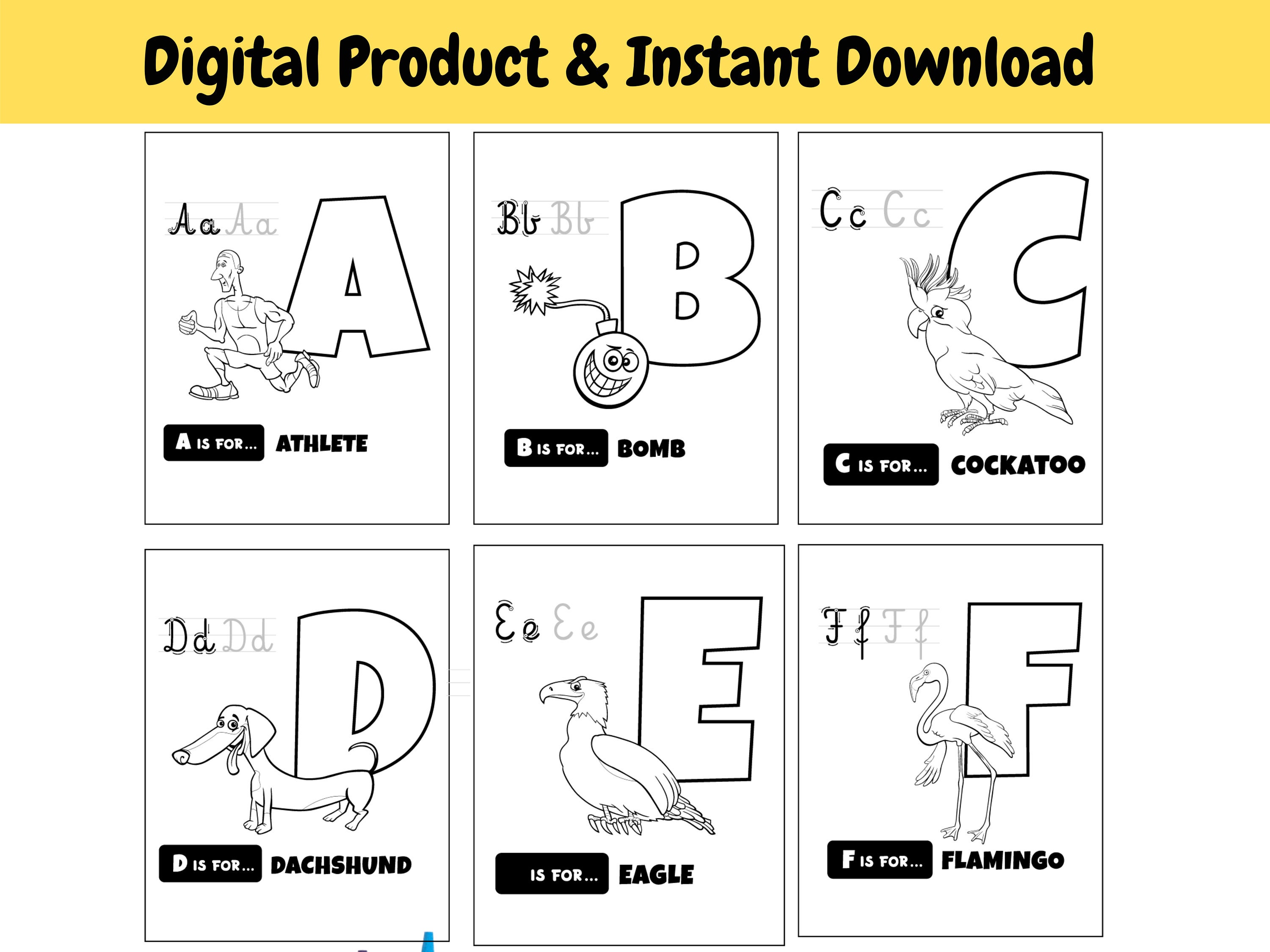 78 ABC Alphabet Coloring Pages - Instant Download & Printable PDF ...