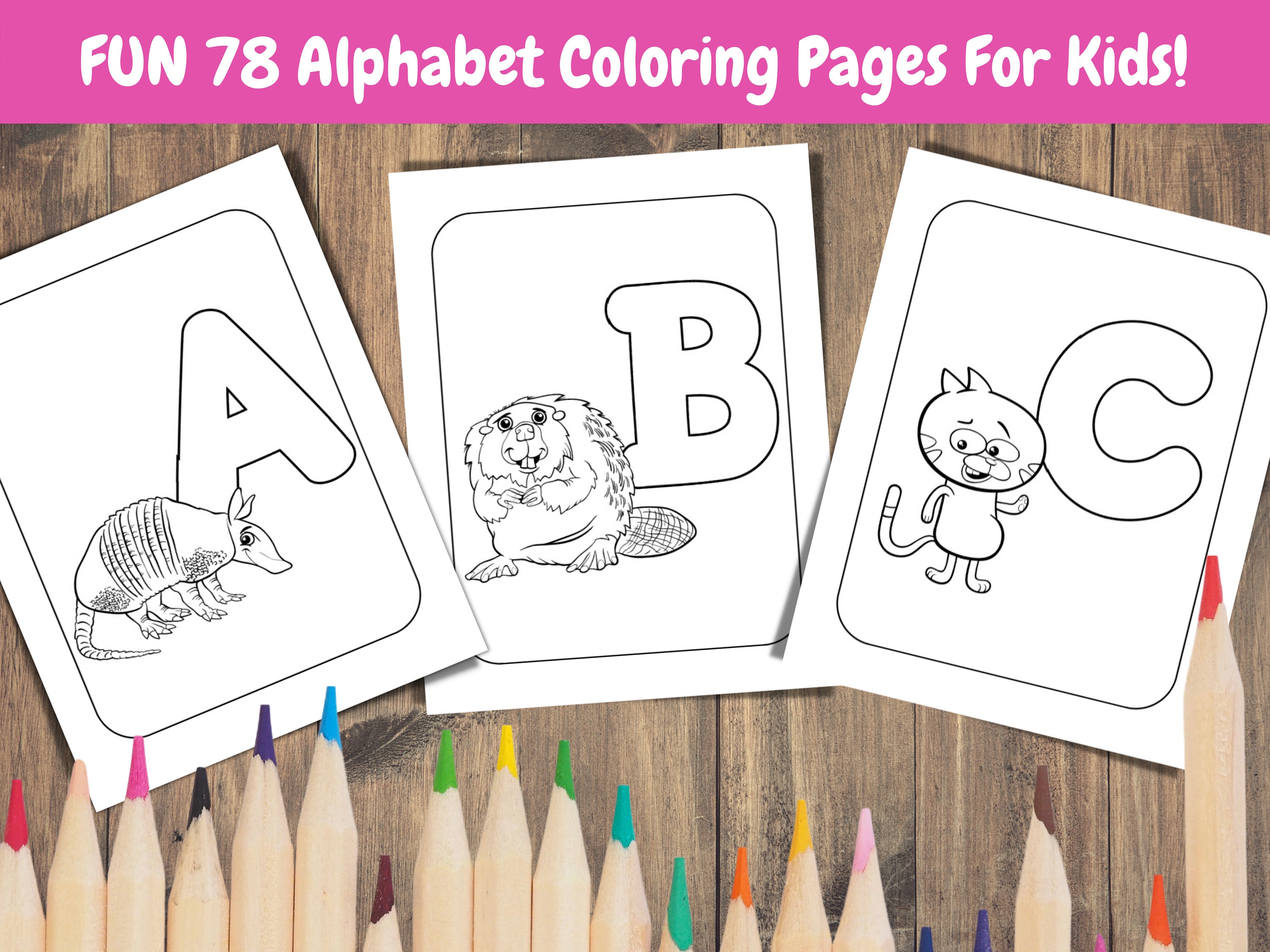 78 ABC Alphabet Coloring Pages - Instant Download & Printable PDF ...