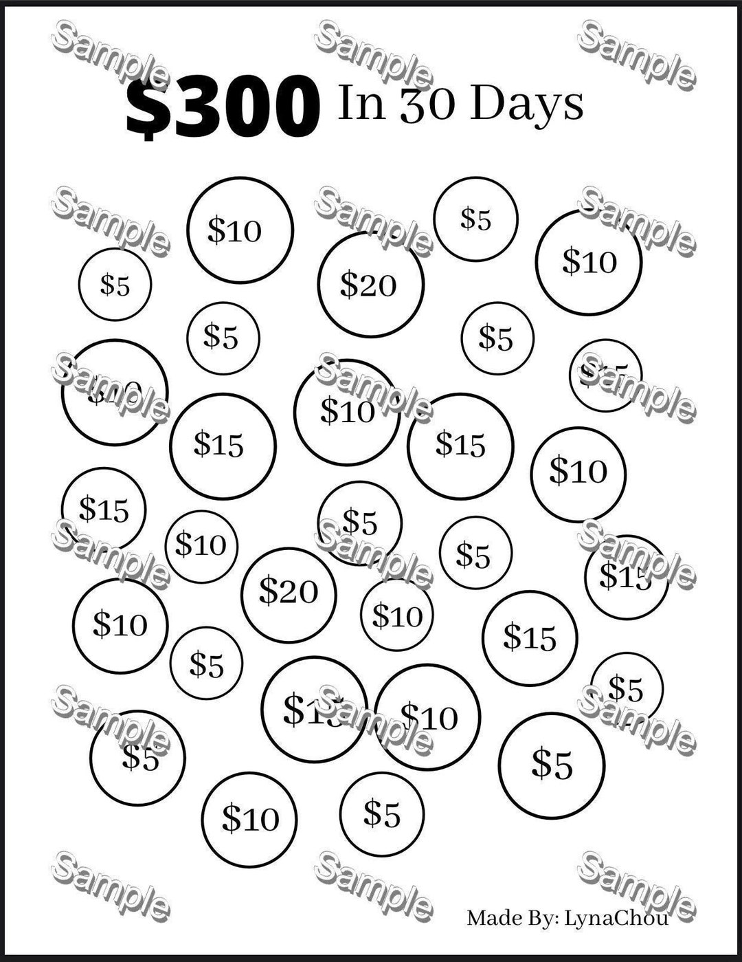 Save 300 in 30 Days, Savings Challenge, Savings Tracker, Cash Stuffing ...
