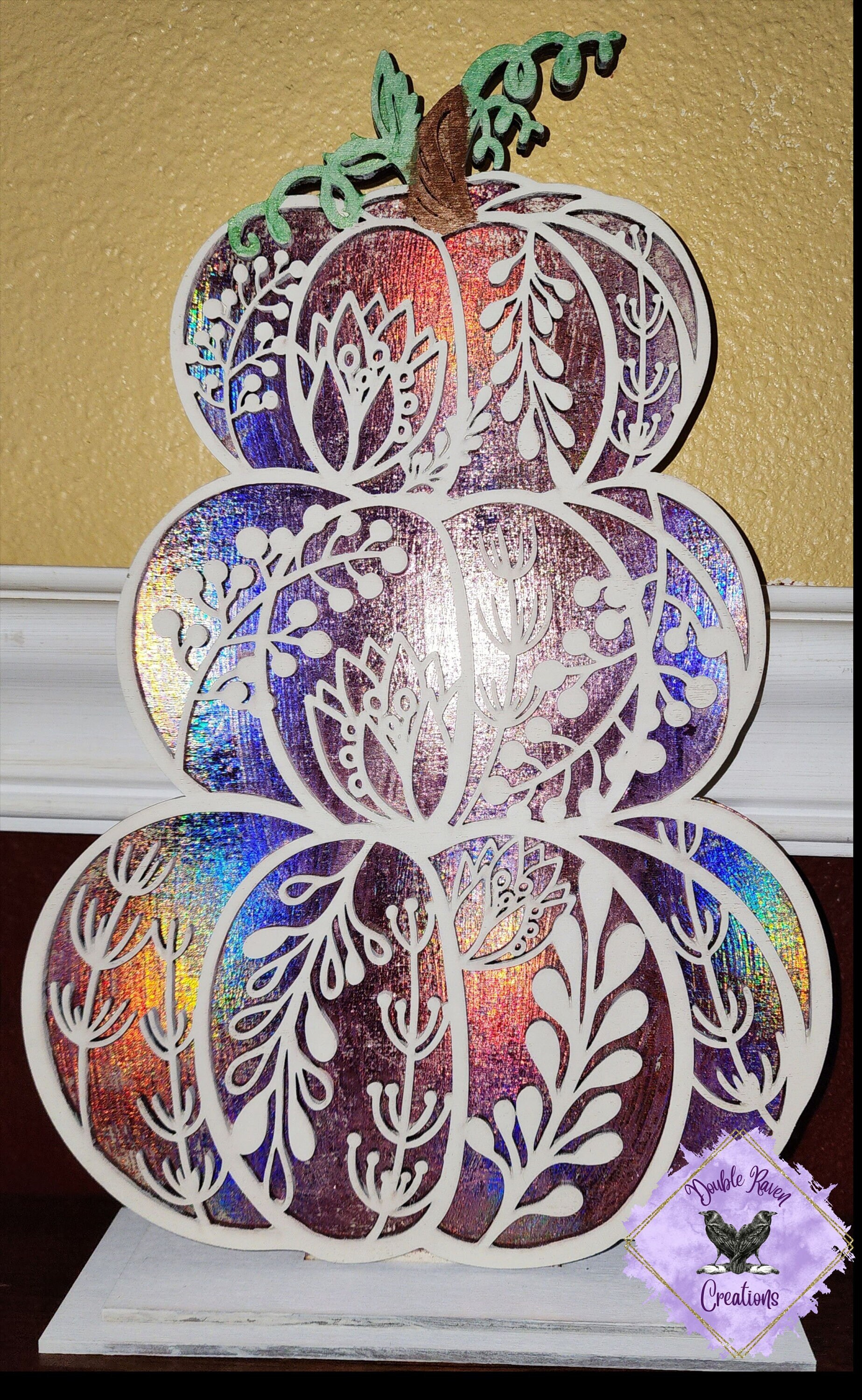 Foiled Triple Stacked 12" Laser Cut Floral Pumpkins - Etsy