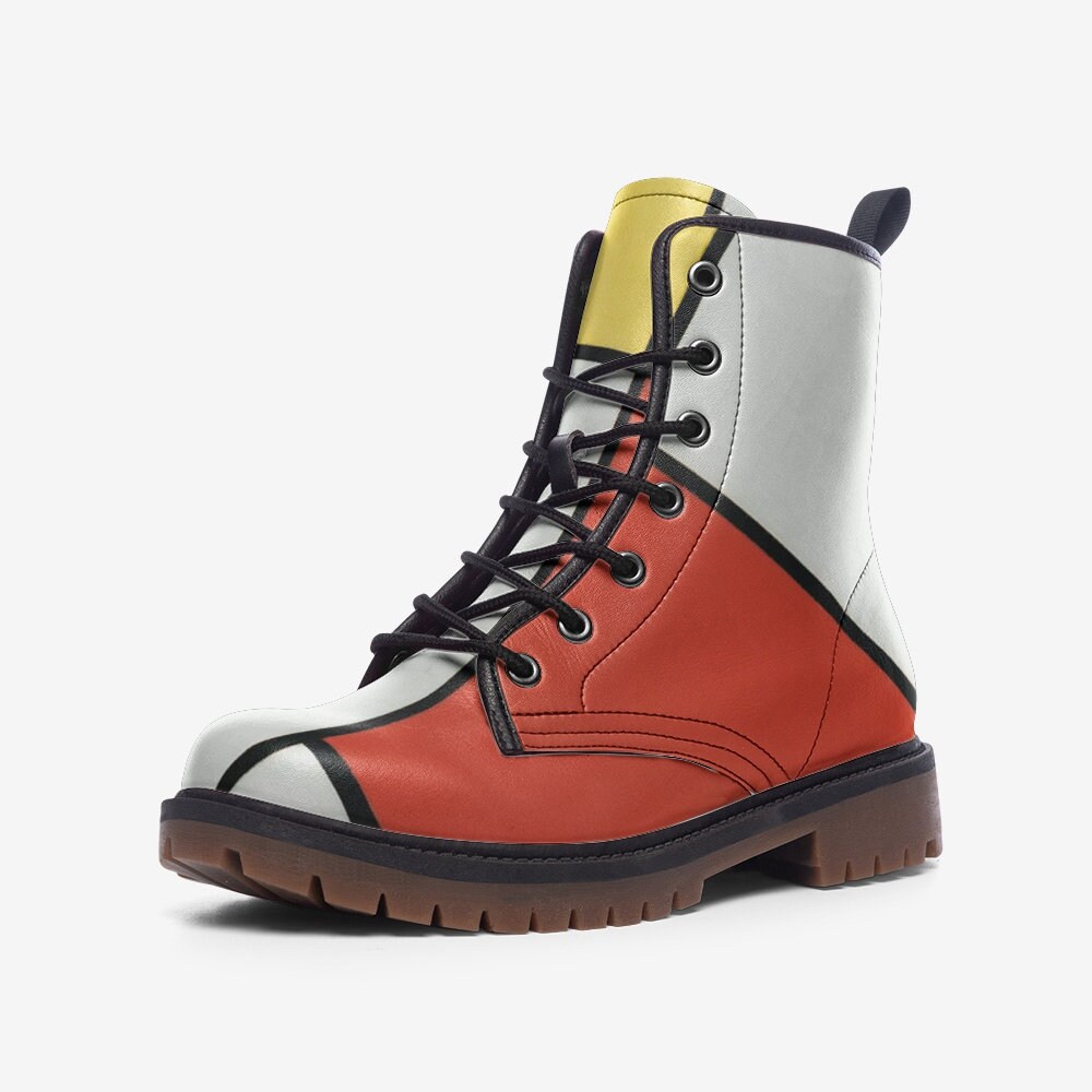 Artsy Boots: Piet Mondrian Red and Yellow Composition Lace up - Etsy