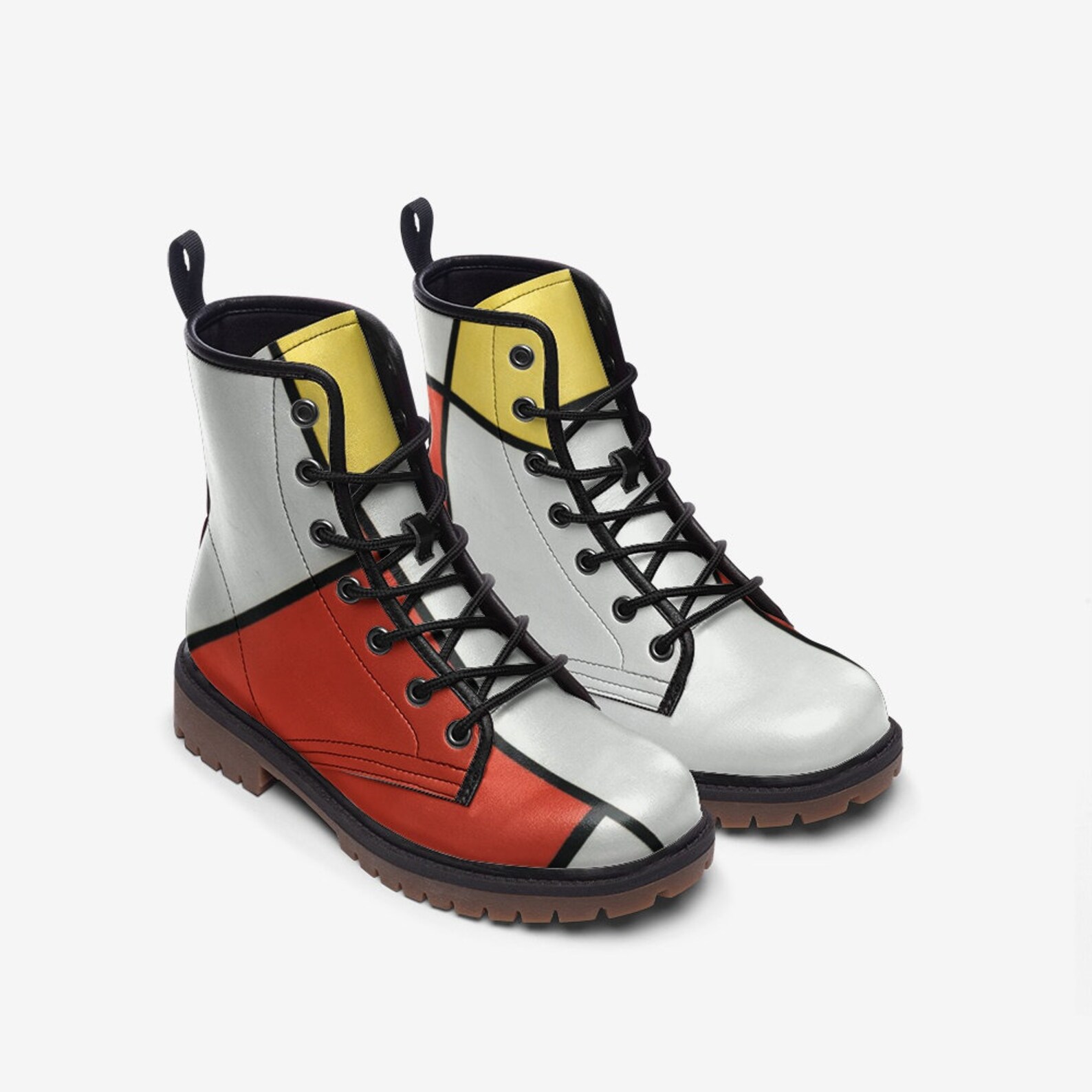 Artsy Boots: Piet Mondrian Red and Yellow Composition Lace up - Etsy