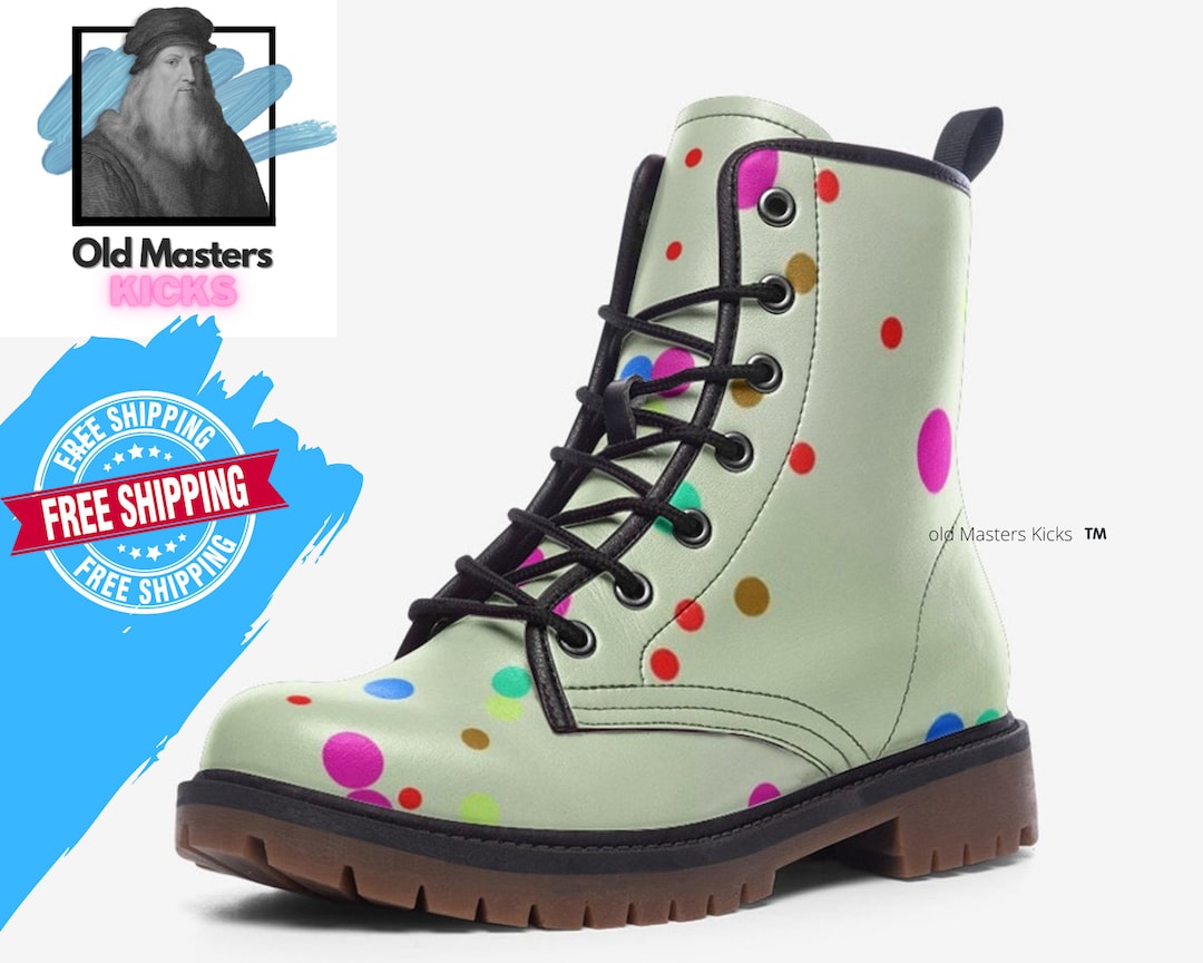 Men's Boots Light Green With Color Dots Boots Abstract Art Boho Boots ...