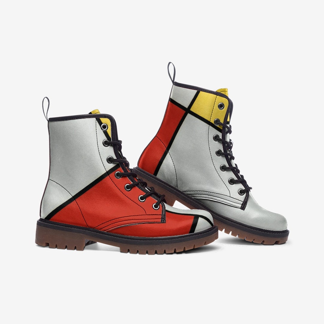 Artsy Boots: Piet Mondrian Red and Yellow Composition Lace up - Etsy