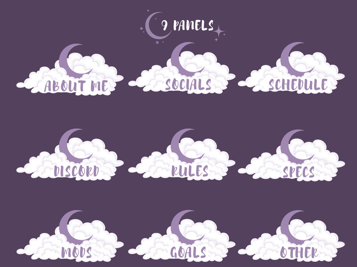 Purple Celestial Moon Cloud Animated Twitch Overlays, Cozy Twitch ...