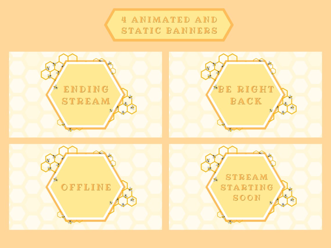 Yellow and Orange Bumblebee Twitch Overlays, Cozy - Etsy