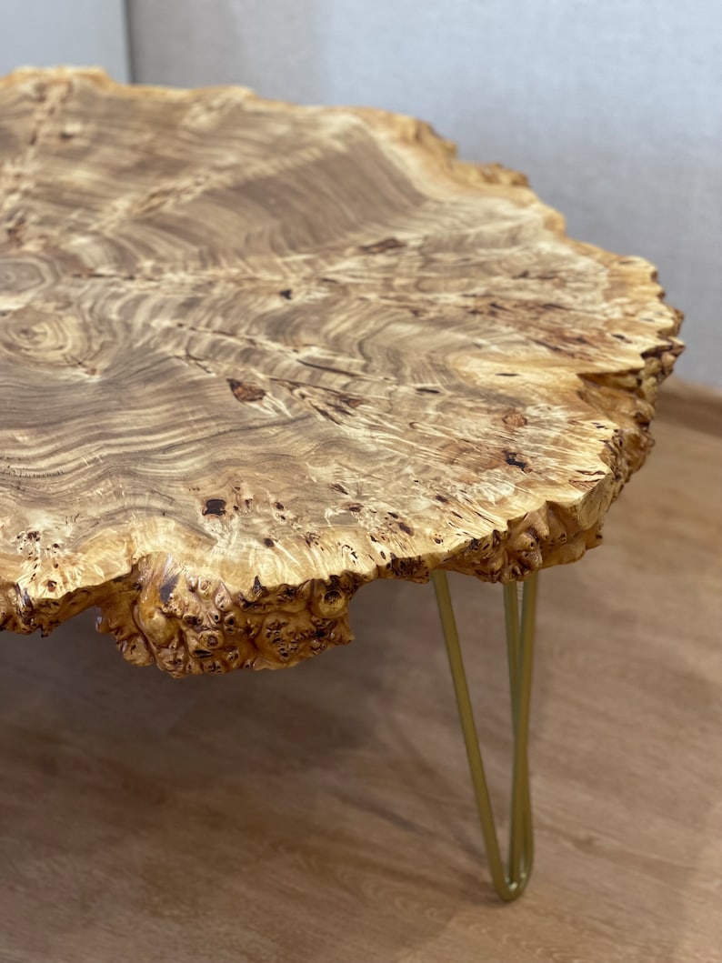 Burl Maple Coffee Table, Live Edge Coffee Table, Unique Coffee Table, Small Coffee Table, Wood ...
