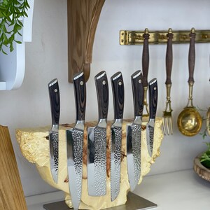 Burl Wood Live Edge Knife Block,magnetic Knife Board,kitchen Knife ...
